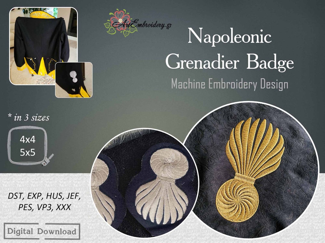 Napoleonic Grenadier Badge - Machine Embroidery Historical Military ...