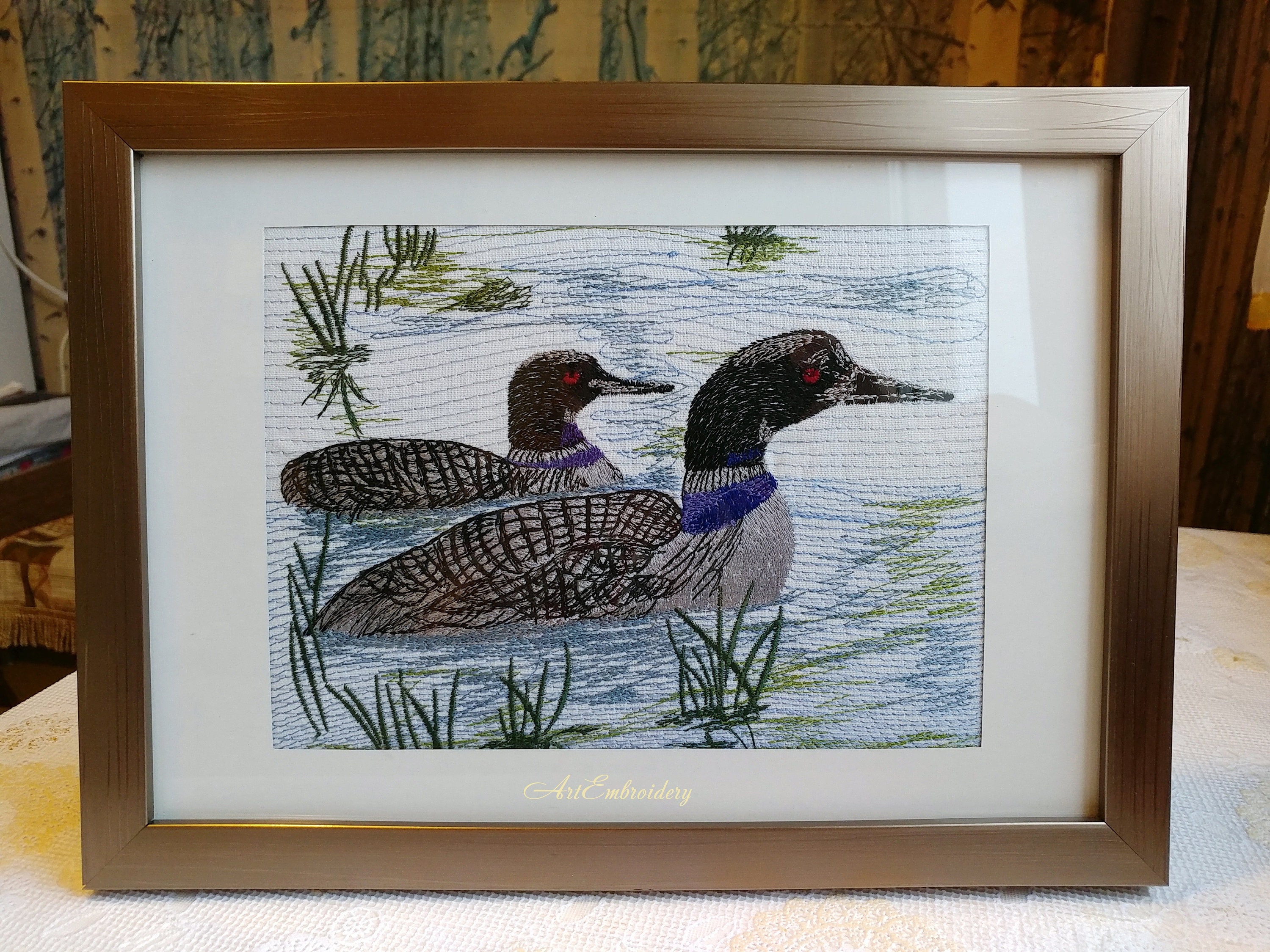 The Loon's Family Realistic Machine Embroidery Design in 2 Sizes - Etsy