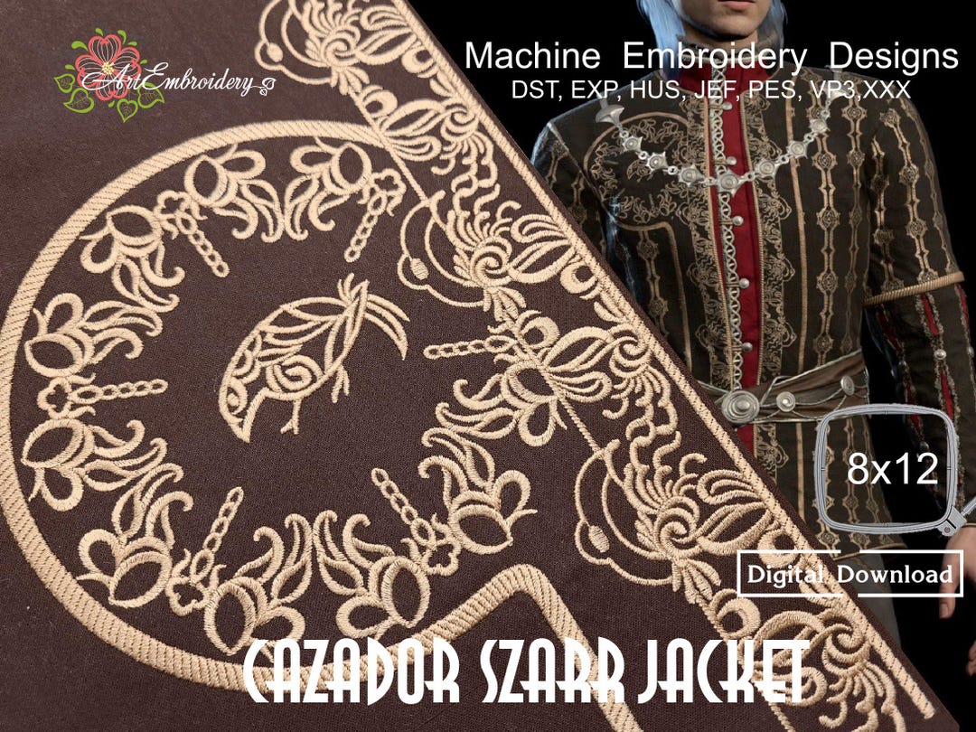 Cazador Szarr Jacket- Machine Embroidery Cosplay Designs Set for Hoop ...