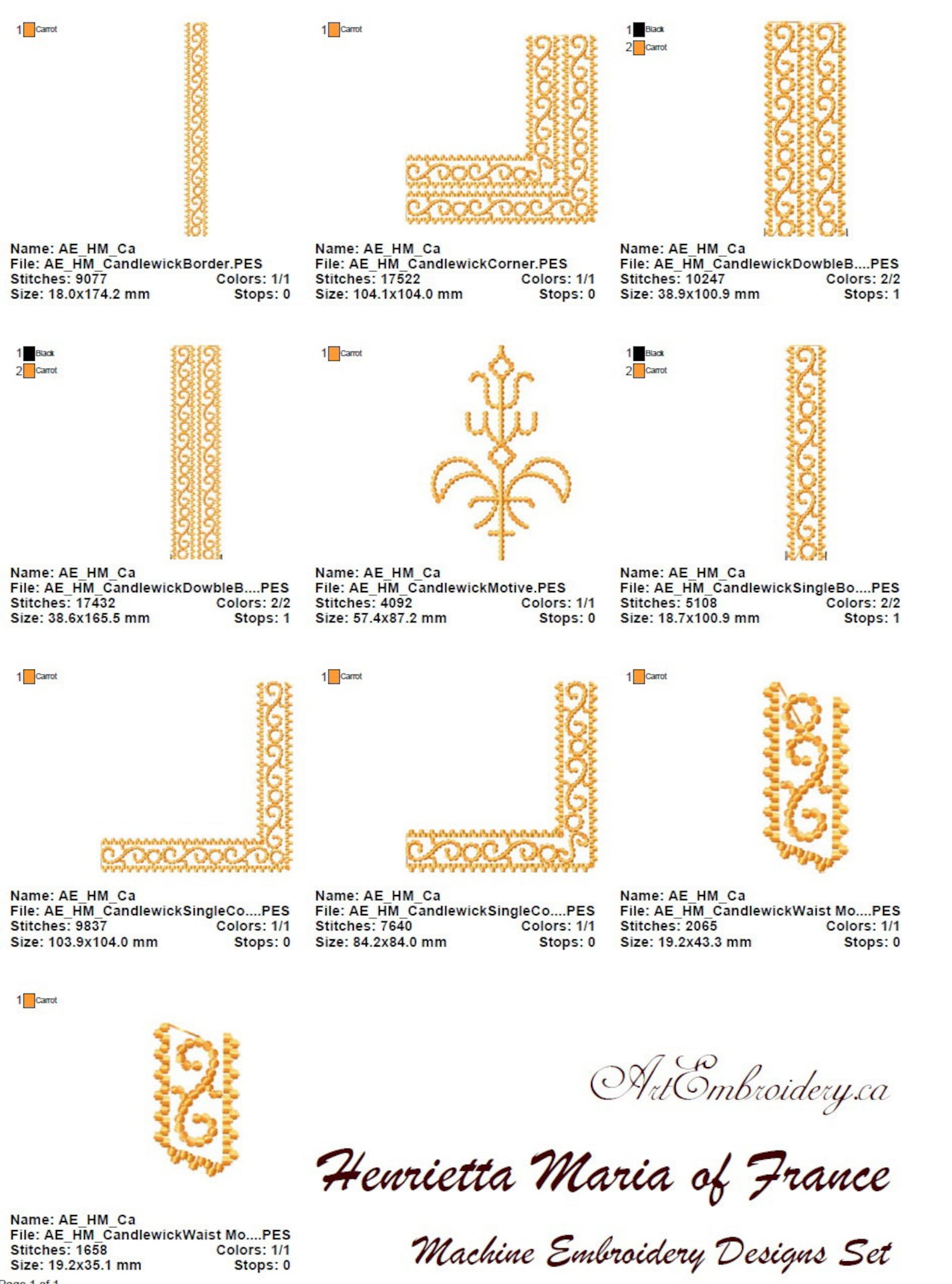 Henrietta Maria of France Candlewick Borders and Motives - Etsy Canada