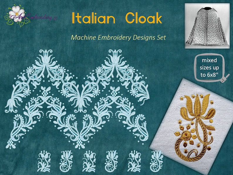 Italian Cloak 1610-1620 Machine Embroidery Designs Set for - Etsy