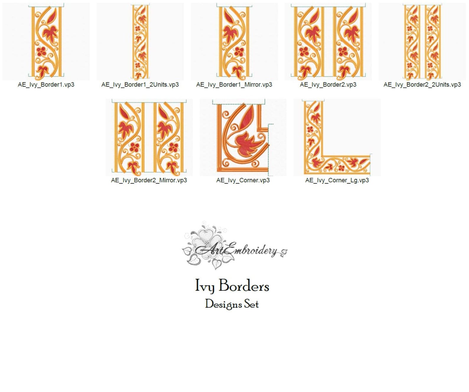 Renaissance Ivy Borders - Machine Embroidery Designs Set for Hoop 6x8 ...