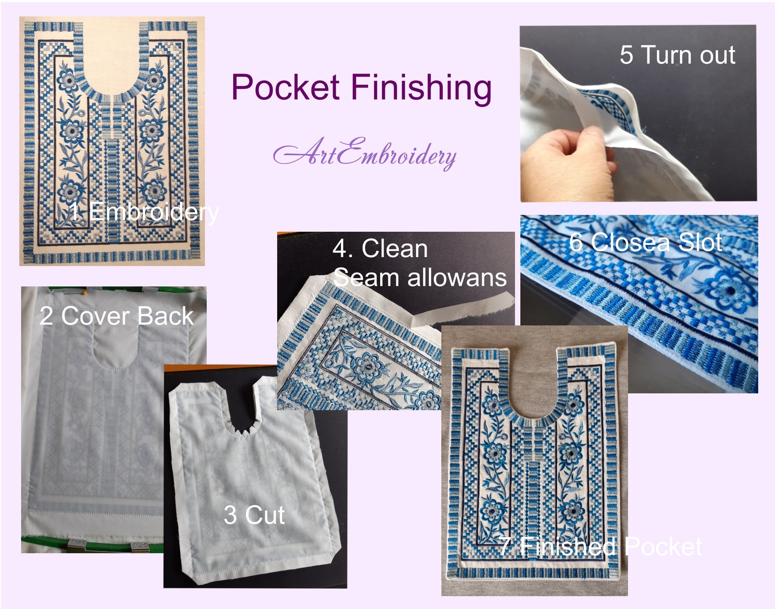 Floral Pocket Machine Embroidery Design Assembled for Hoop - Etsy