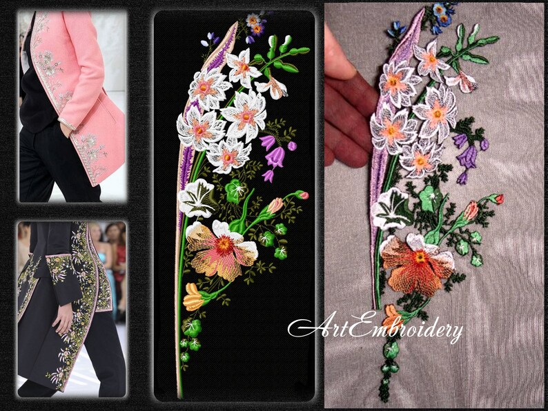 Spring Floral Endless Border - Machine Embroidery Design in Two Sizes ...