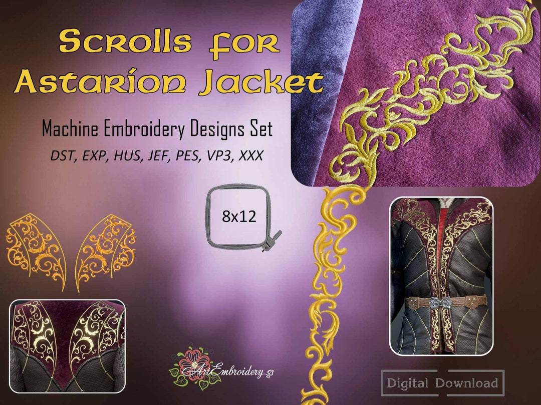 Scrolls for Astarion Jacket - Machine Embroidery Cosplay Designs Set ...