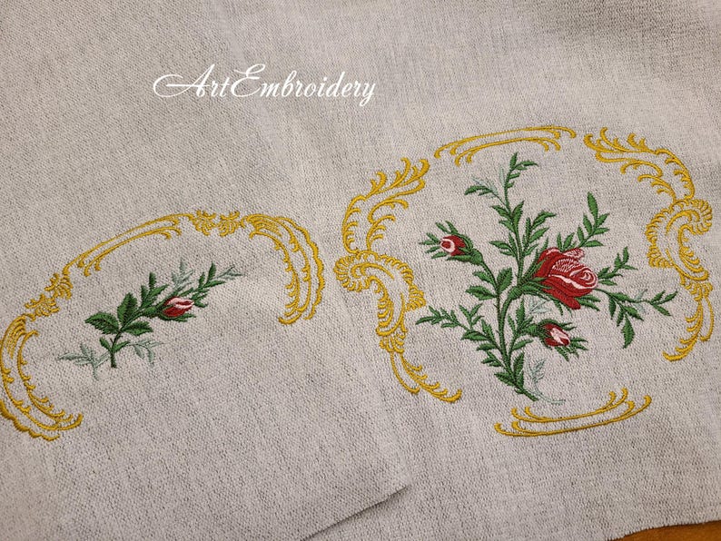 Rosenthal — Machine Embroidery Designs Set: Roses and Scrolls, Hoop ...