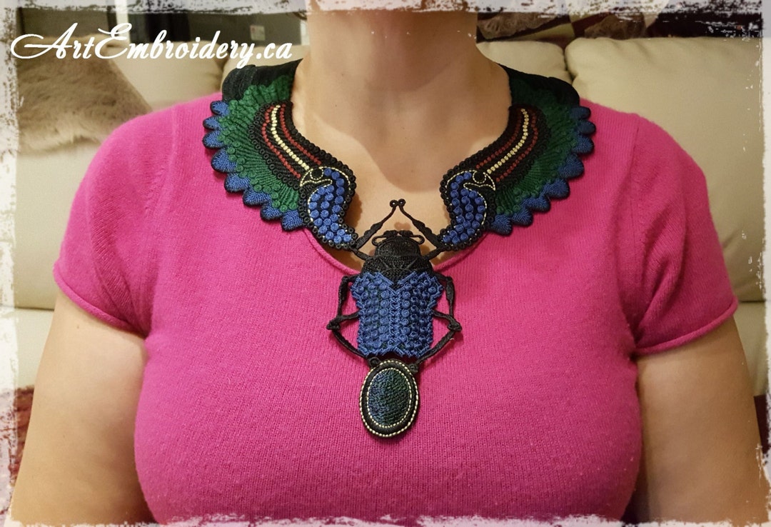 Scarab Beetle Necklace - Machine Embroidery Lace (FSL) ITH Project ...