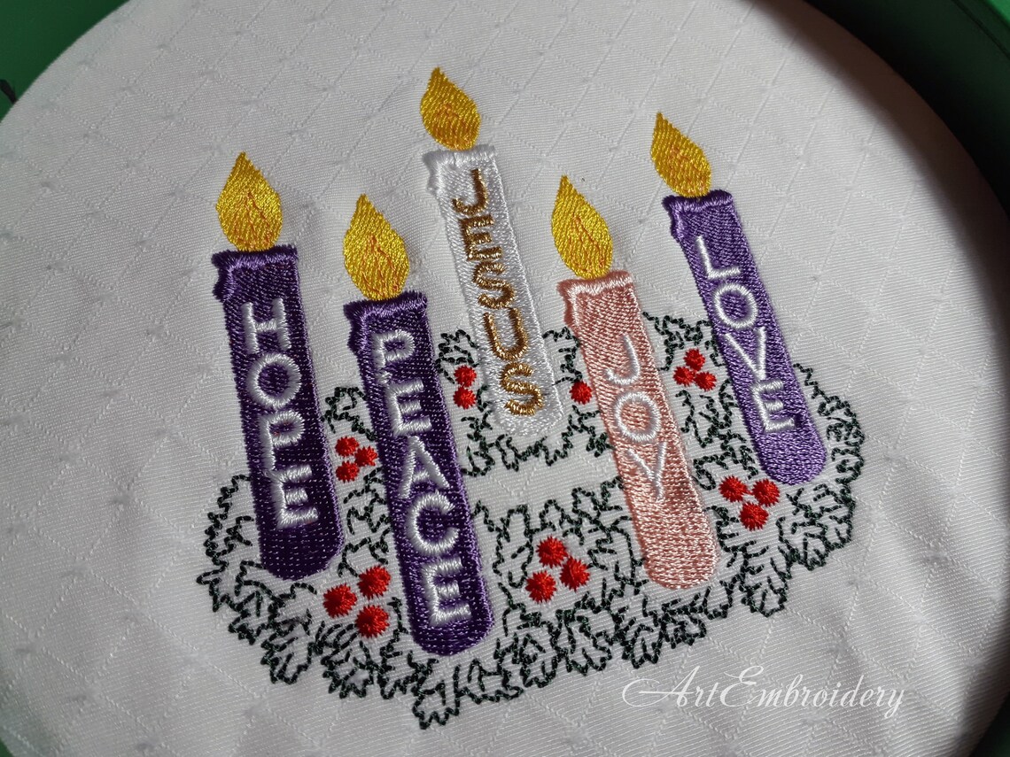 Advent Candles Machine Embroidery Design in 3 Sizes - Etsy
