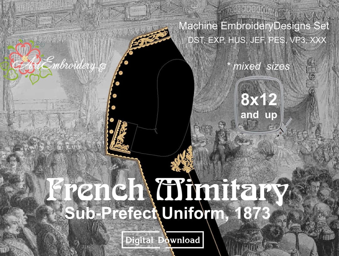 French Uniform Embroidery Design: Oak & Acorn Motifs (8x12" Hoop ...