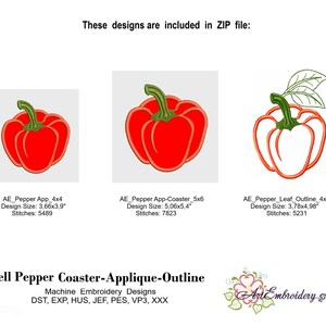 Bell Pepper Coaster Machine Embroidery Design: Applique Outline (4x4 ...