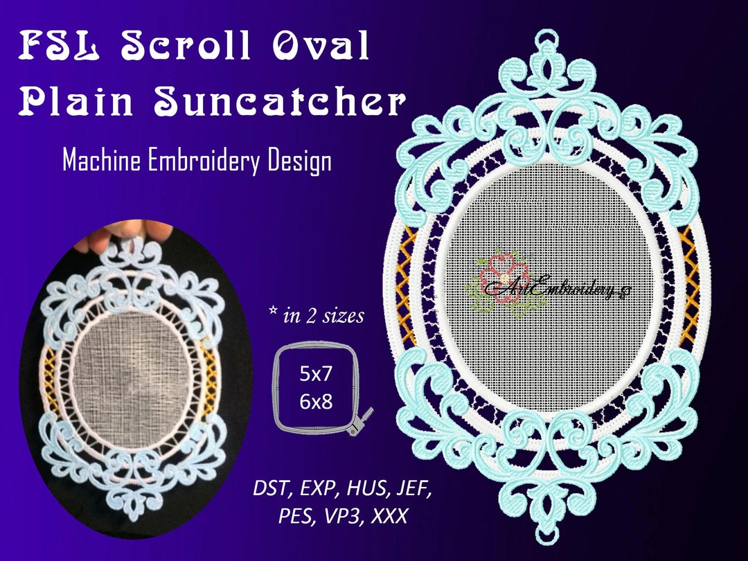 FSL Scroll Oval Suncatcher: Machine Embroidery Design (5x7 and 6x8) - Etsy