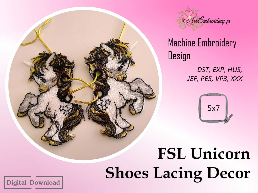 FSL Unicorn Shoes Lacing Décor – Machine Embroidery ITH Project for a ...