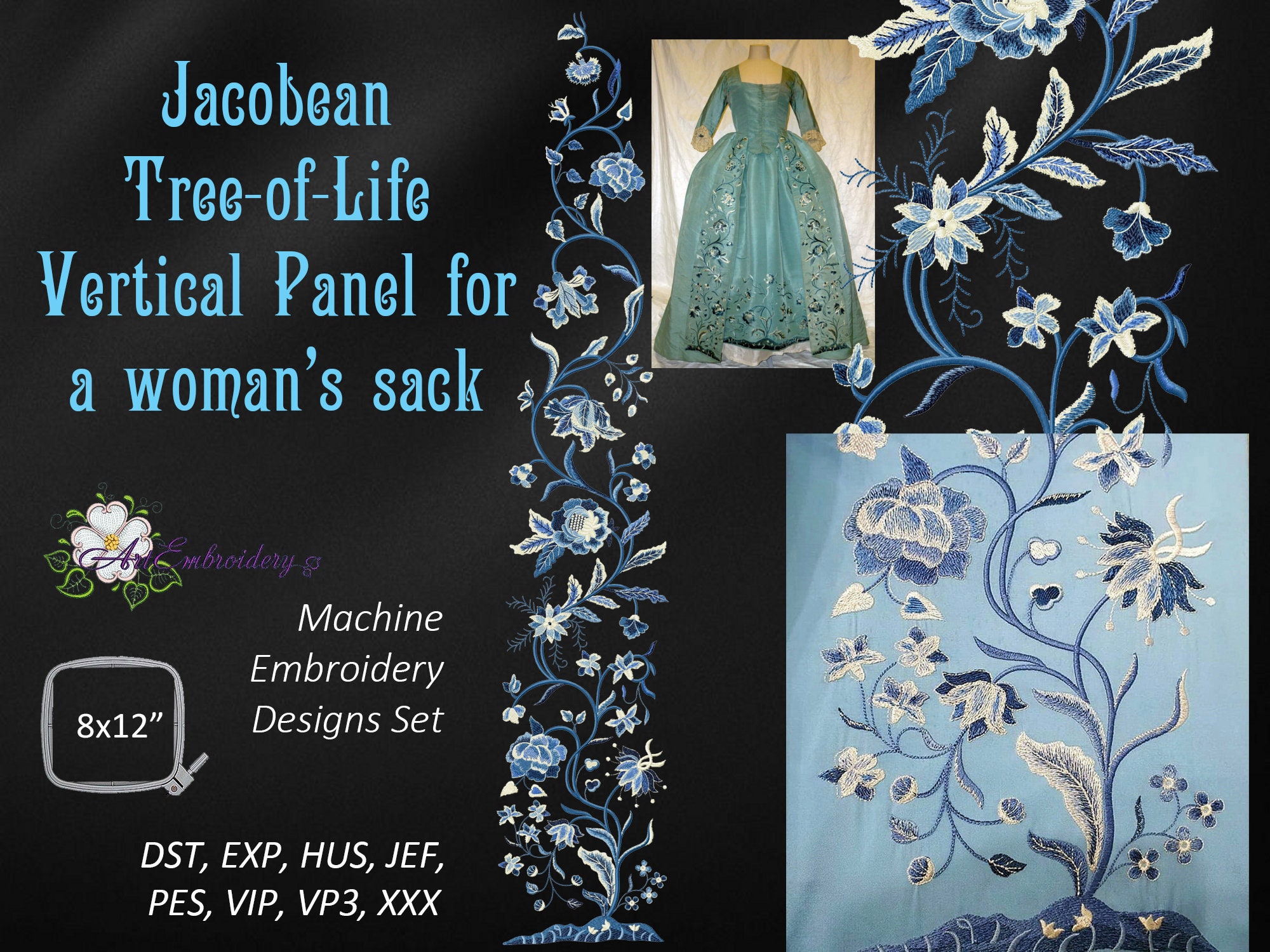 Jacobean Machine Embroidery Tree Crewel Embroidery Christmas Tree