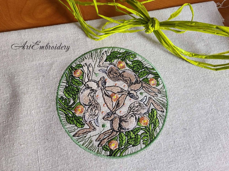 Hare Trinity Machine Embroidery Design: Triskele Hares (digital ...