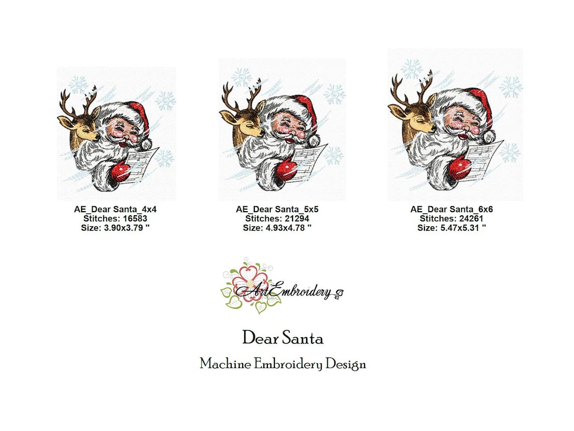 Dear Santa Machine Embroidery Design in 3 sizes for hoop | Etsy