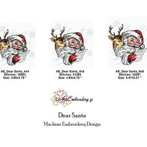 Dear Santa - Machine Embroidery Design in 3 Sizes for Hoop 4x4", 5x5 ...