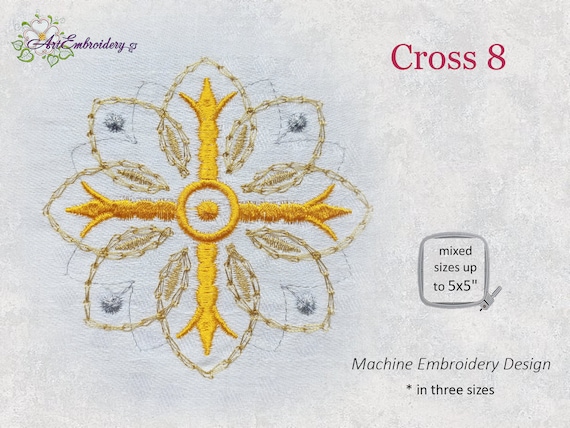 Cross 8 Machine Embroidery Design in Three Sizes - Etsy