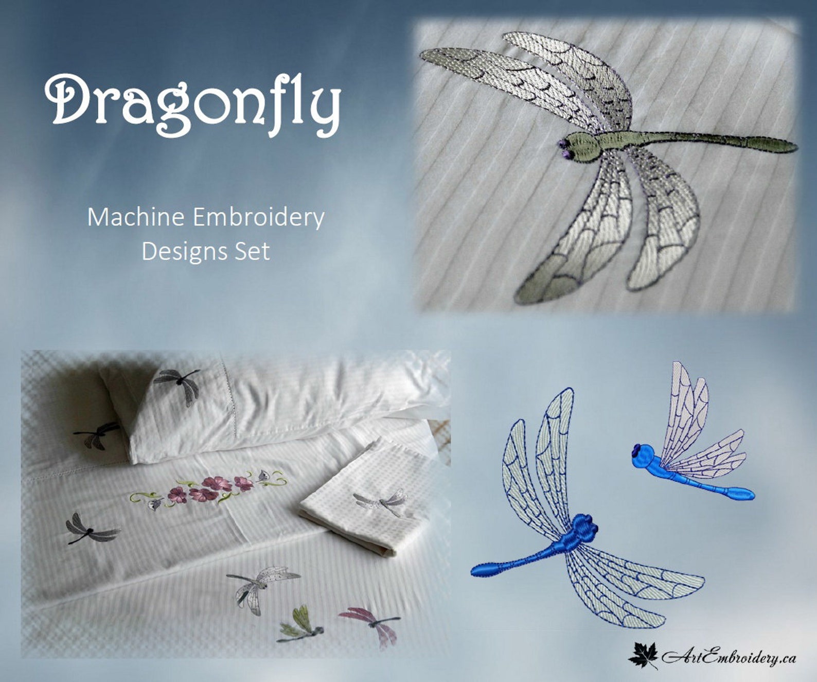 Dragonfly Set Machine Embroidery Wings Designs Set | Etsy