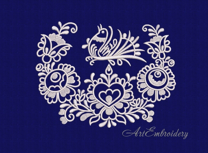 Czech Modrotisk Embroidery Designs: Folk Floral Motifs (6x10" Hoop) - Etsy