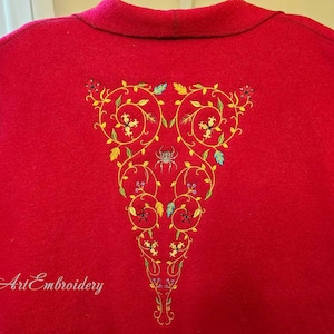 Hocus Pocus Stomacher – Machine Embroidery Scroll and Leaves Design ...