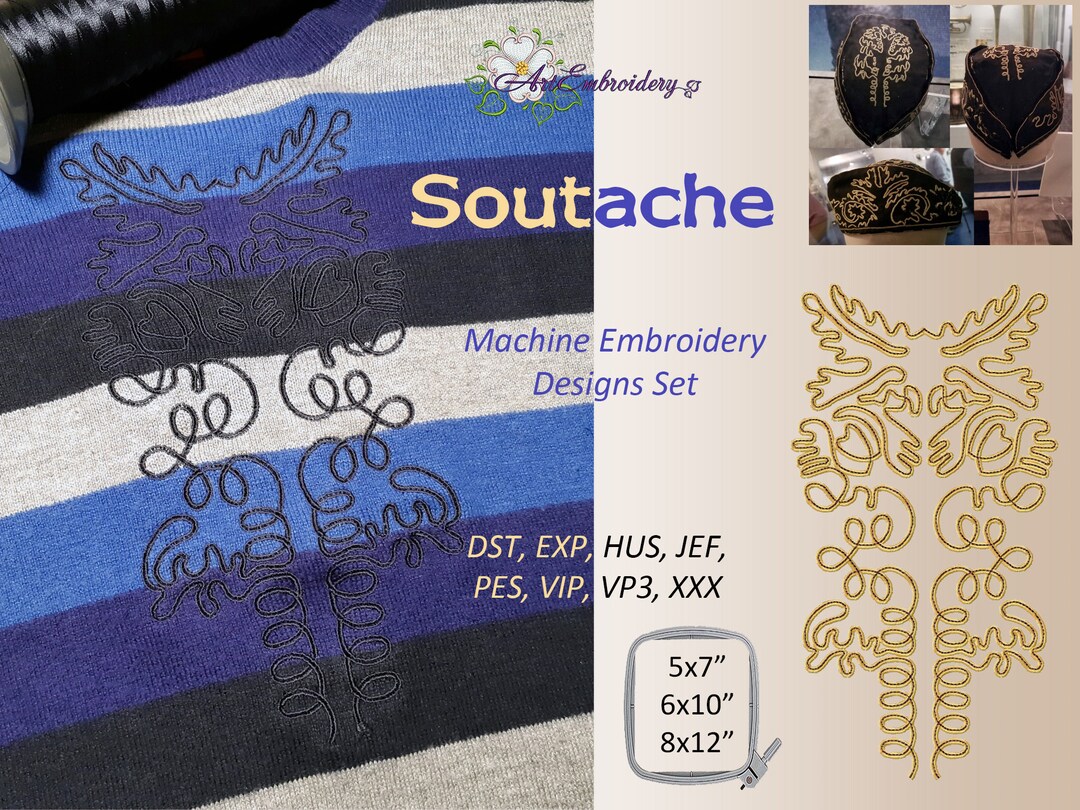 Soutache Imitation Motifs - Machine Embroidery Designs Set Mixed Sizes ...