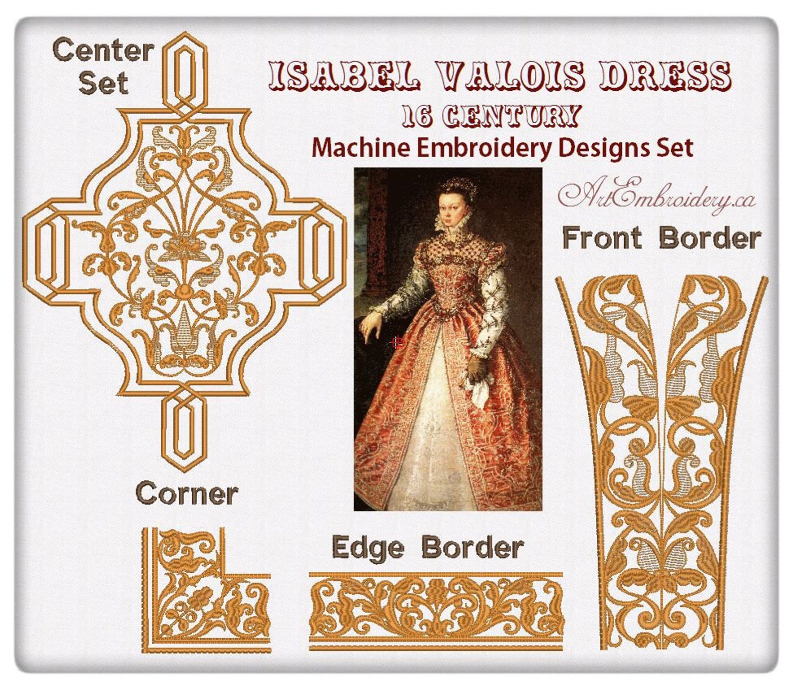 Isabel Valios Dress Embroidery Designs Sets for Elizabethan - Etsy Canada