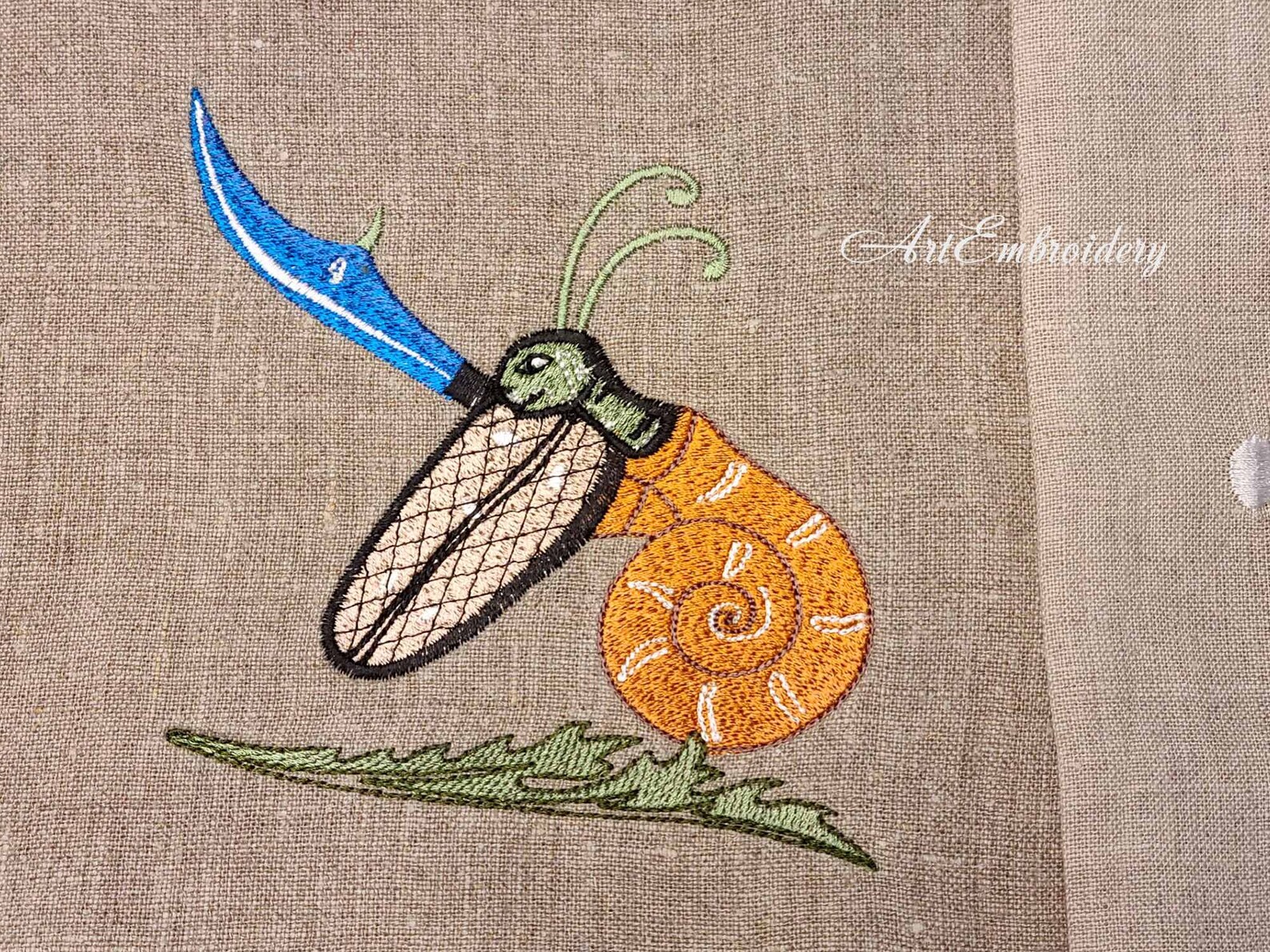 Medieval Warrior Snail Machine Embroidery Mythical Beast - Etsy