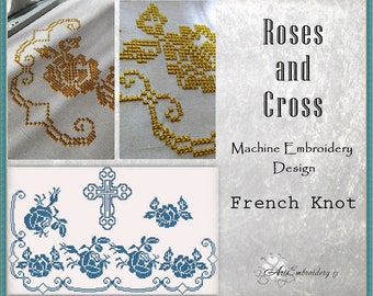 Roses and Cross French Knot Embroidery Designs Set - Etsy