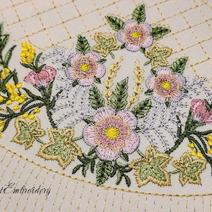 Elizabethan Flowers Open Wreath Motifs, Strait and Curved Borders ...