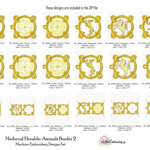 Medieval Heraldic Animals Border: Machine Embroidery Designs (digital ...