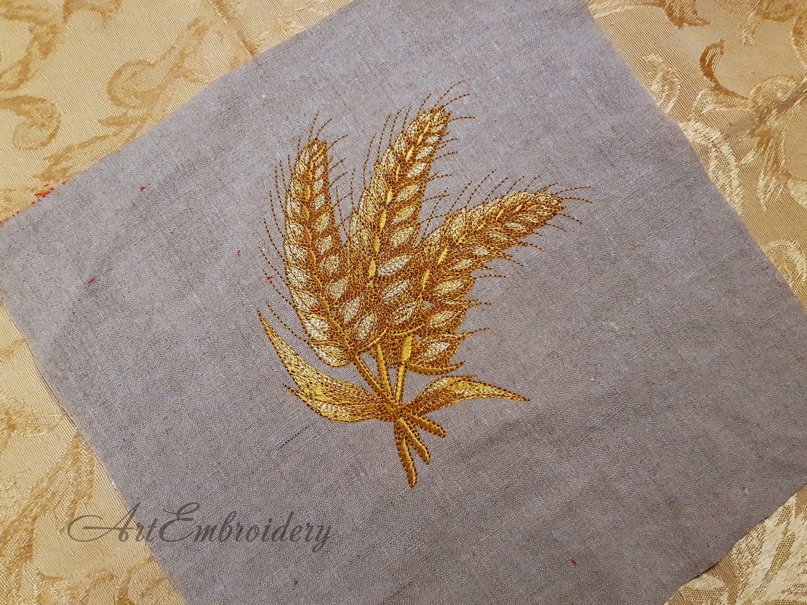 Ears of Barley Machine Embroidery Designs: Redwork & Filled (6x8", 8x8 ...