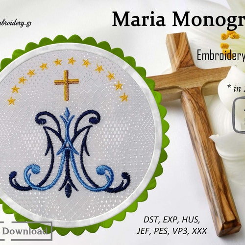 Ave Maria Monogram Machine Embroidery Religious Design in - Etsy
