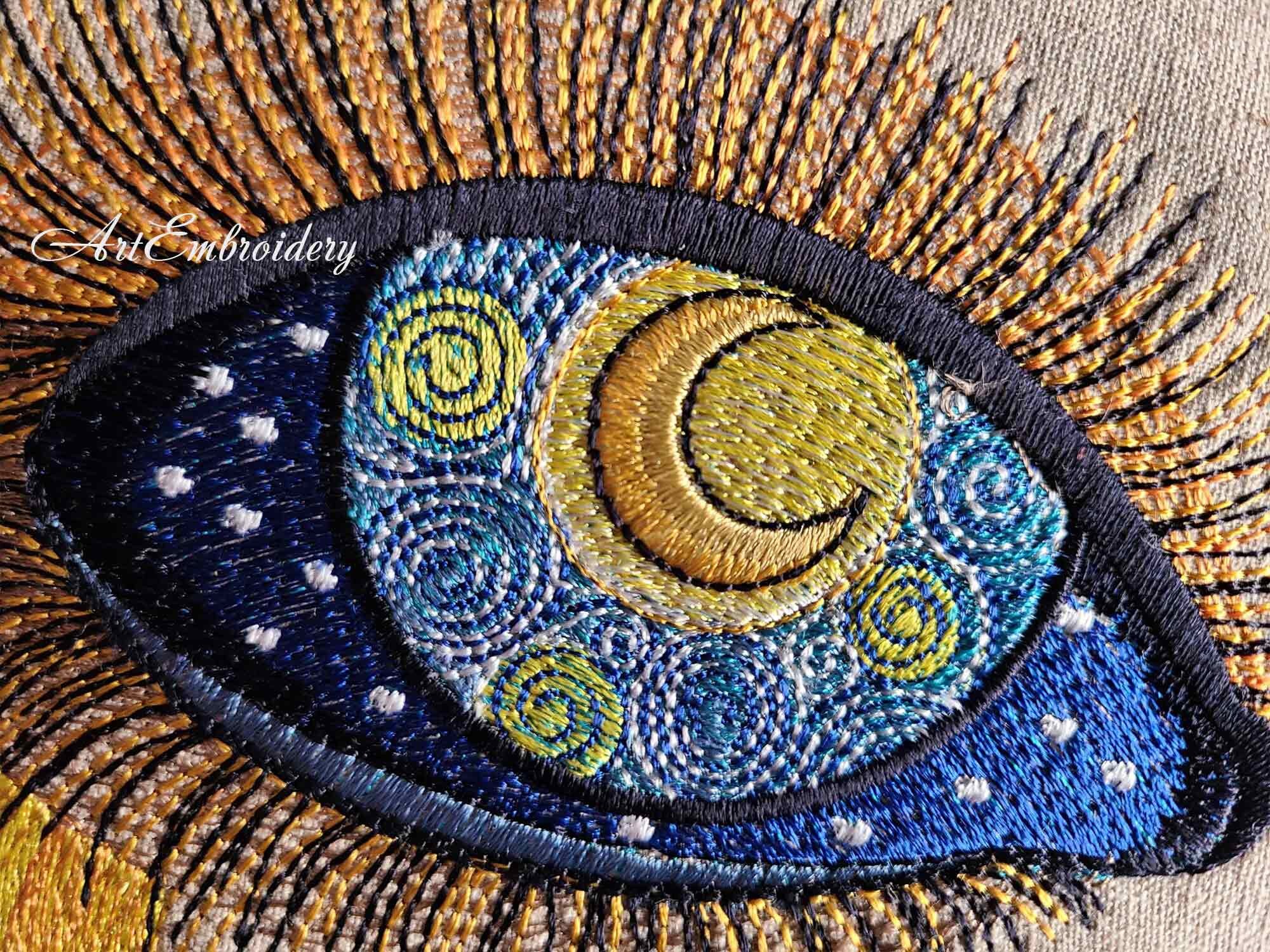 Starry Night Eye Machine Embroidery Design: Van Gogh Art (4x5, 5x7, 6x8 ...