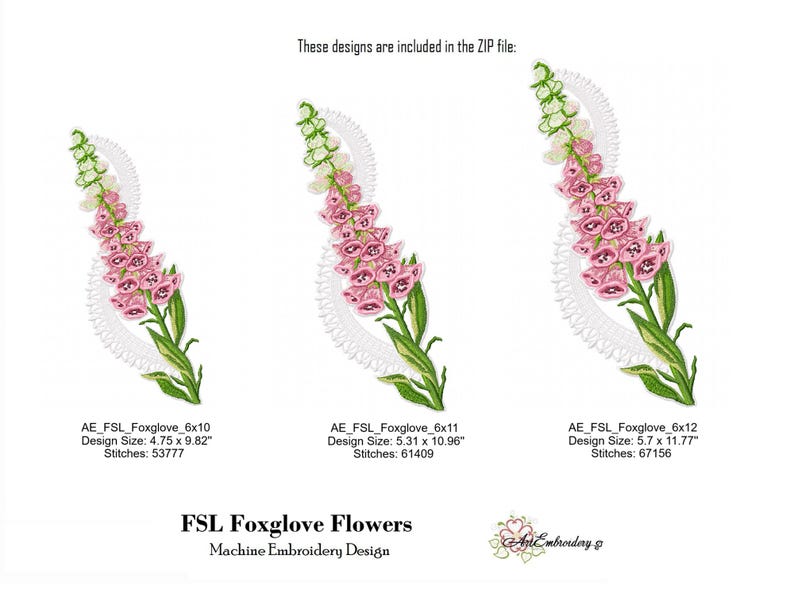 FSL Foxgloves Flowers - Machine Embroidery ITH Suncatcher Project ...