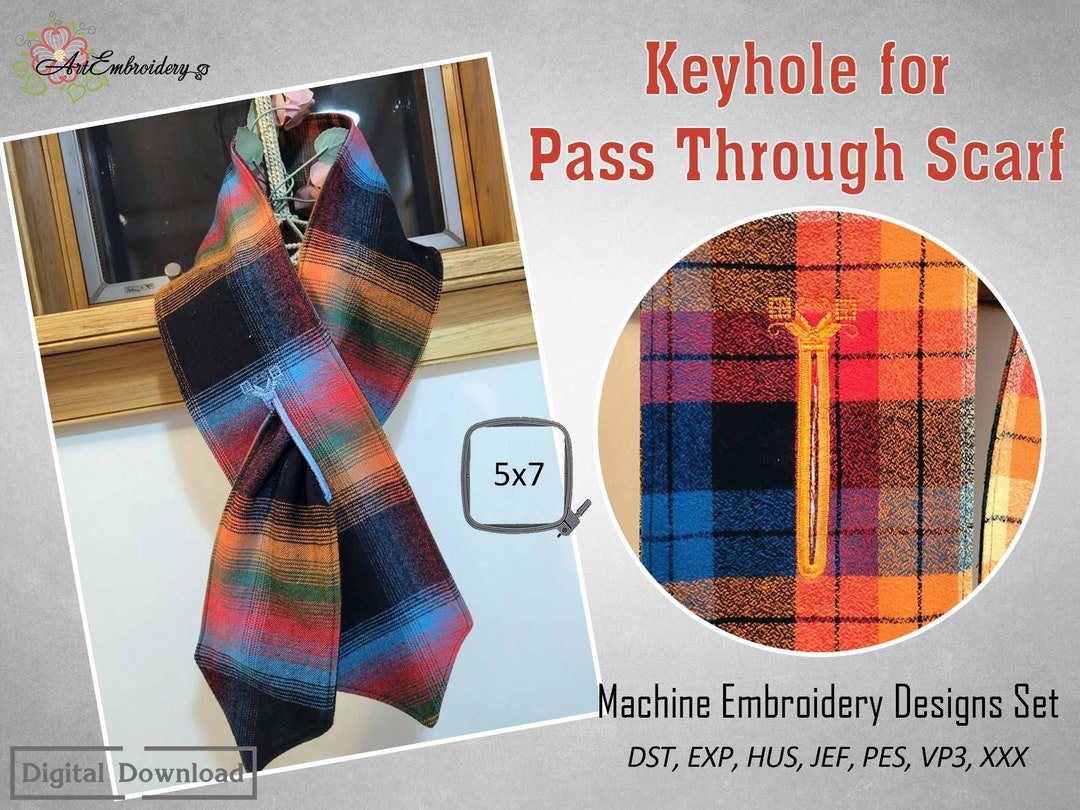 Keyhole for Pass Through Scarf - Machine Embroidery Designs Set for ...