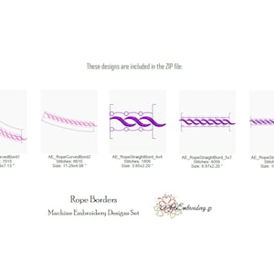 Rope Borders Machine Embroidery Designs: Curved & Straight (digital ...