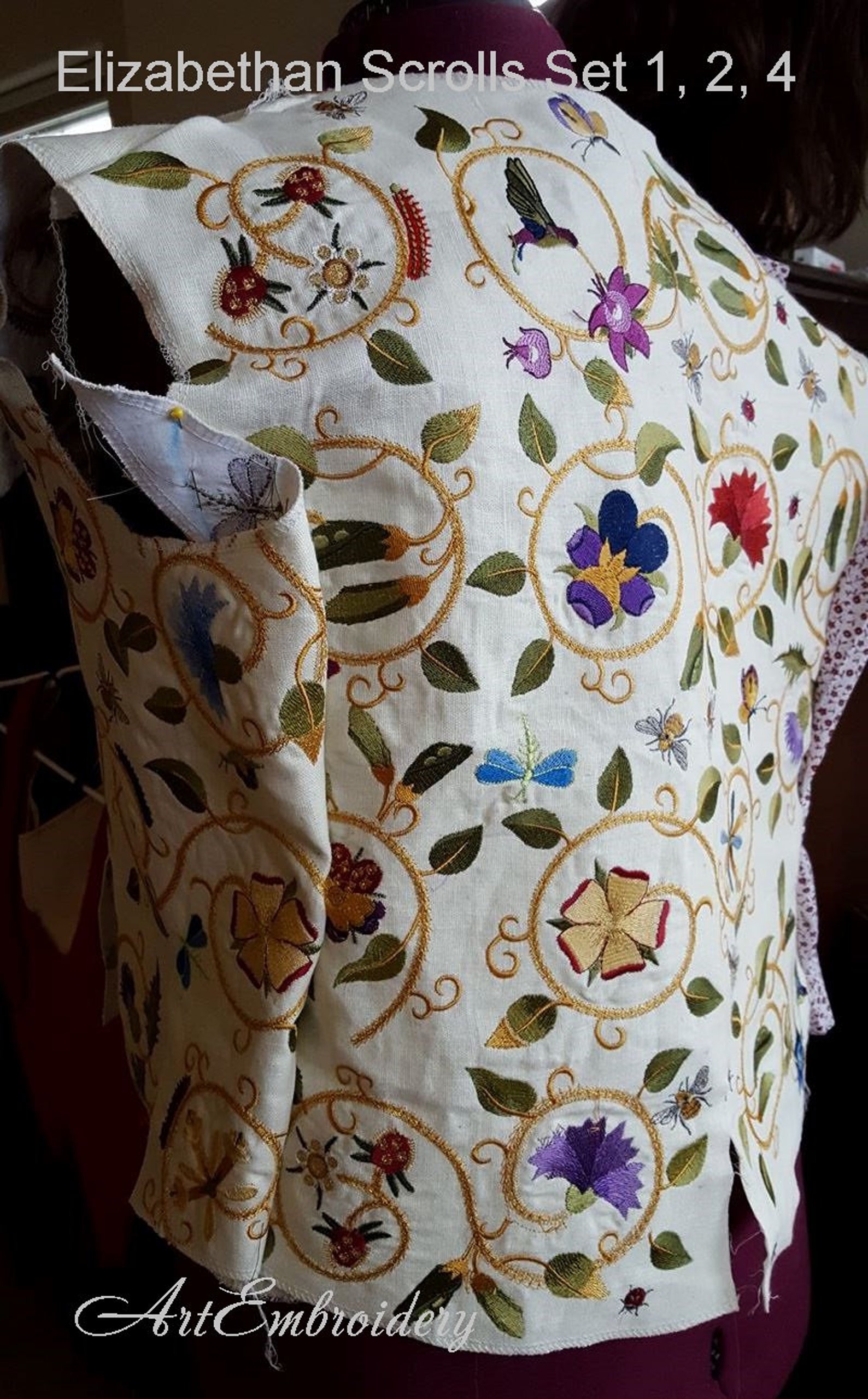 Elizabethan Scrolls - Goldwork Imitation Machine Embroidery Designs Set ...