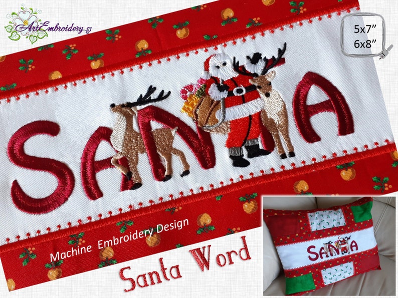 Santa Word Art Machine Embroidery Design in Two Sizes for - Etsy Canada