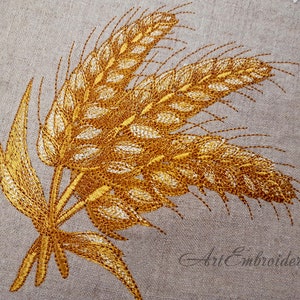Ears of Barley Machine Embroidery Designs: Redwork & Filled (6x8", 8x8 ...