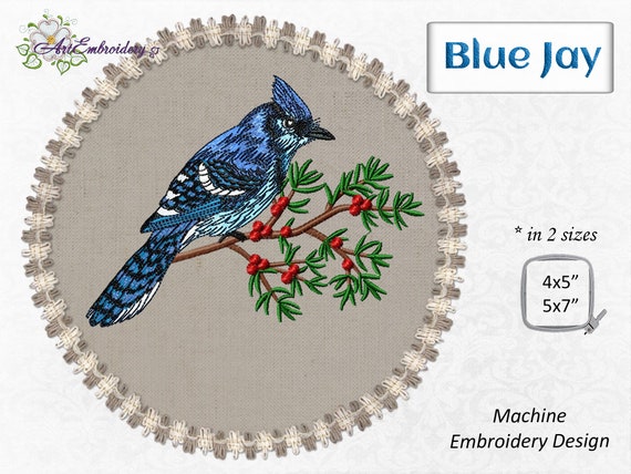 Blue Jay Machine Embroidery Design in 2 Sizes for Hoops | Etsy