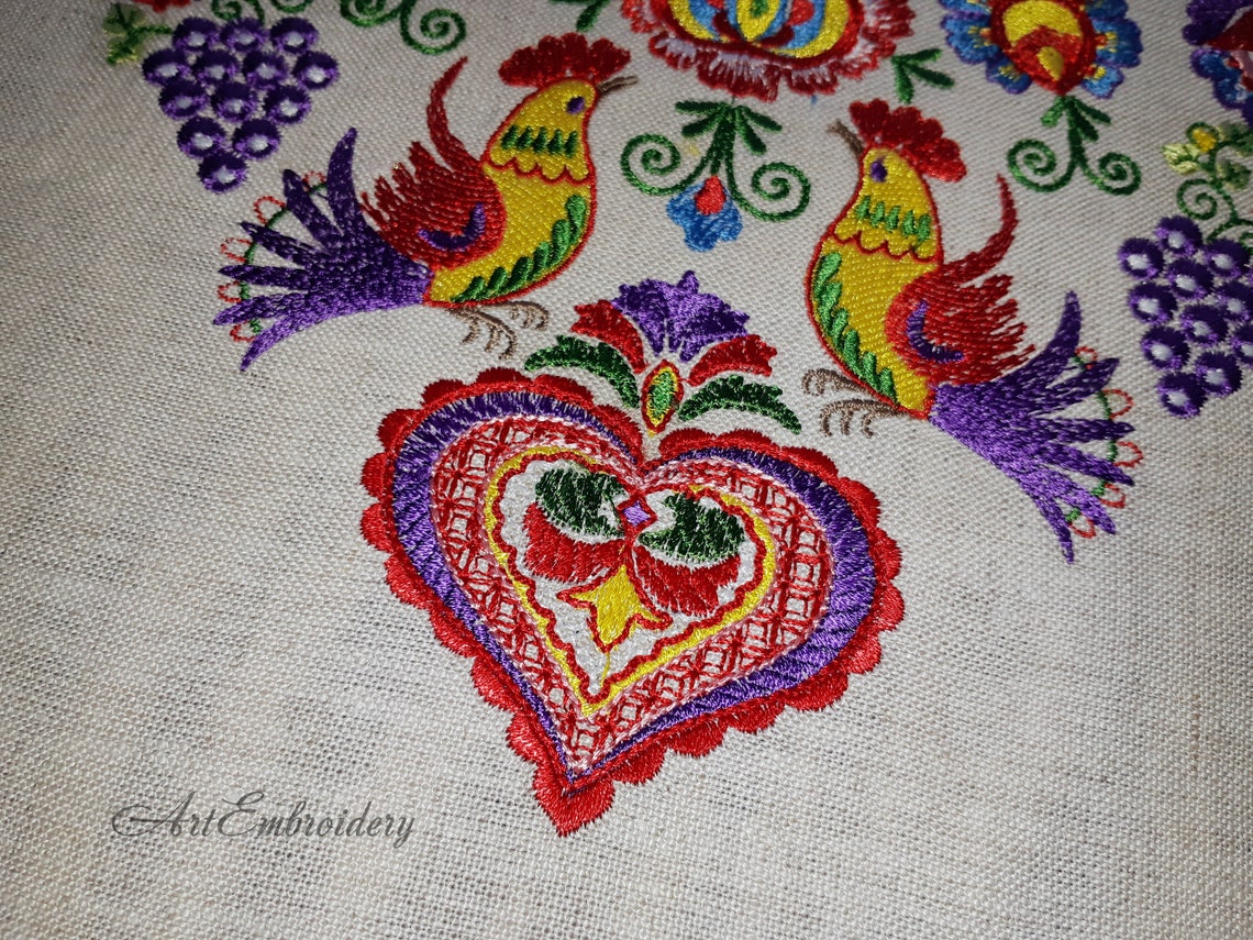 Moravian-slovakian Heart - Machine Embroidery Design in Three Sizes - Etsy