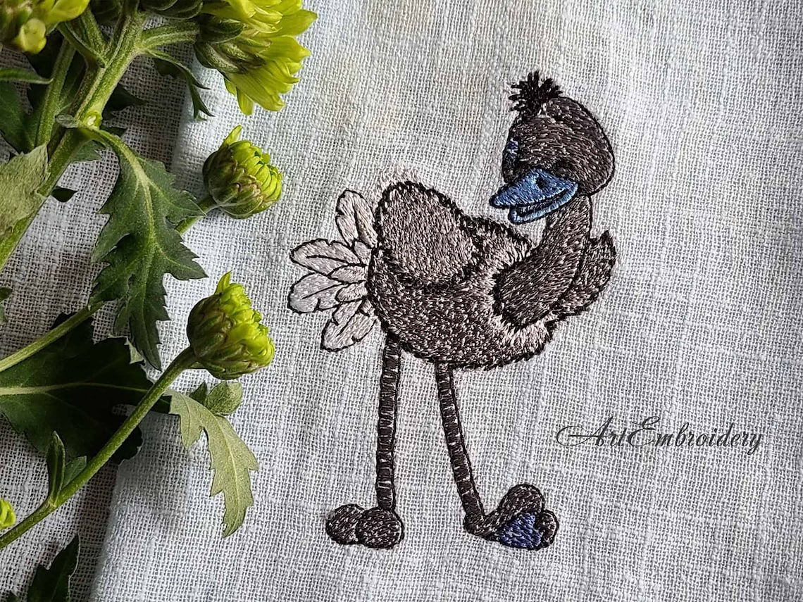 Ostrich Machine Embroidery Design of Series Old Toy Patched - Etsy