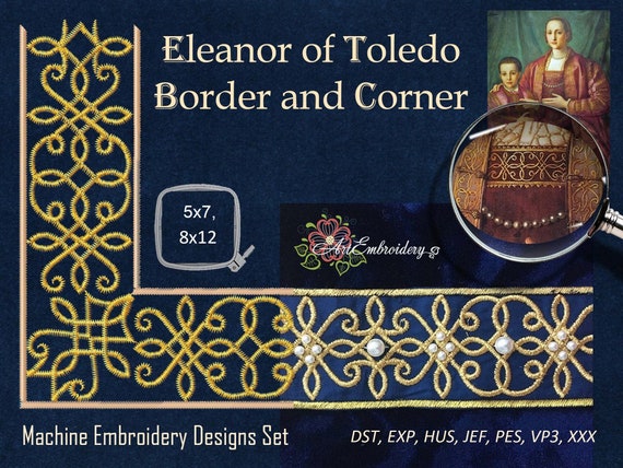 Eleanor of Toledo Trim Border Machine Embroidery Historical | Etsy