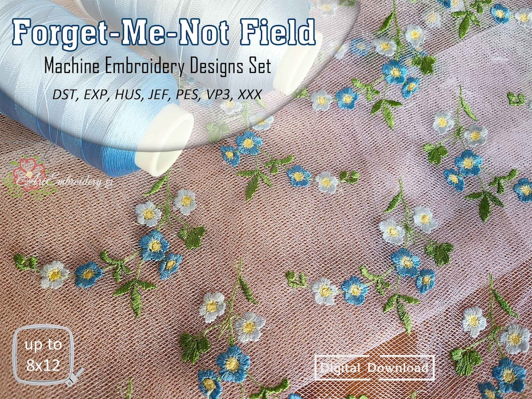 Forget-me-not Field – Machine Embroidery Flowers Designs Set for Making ...
