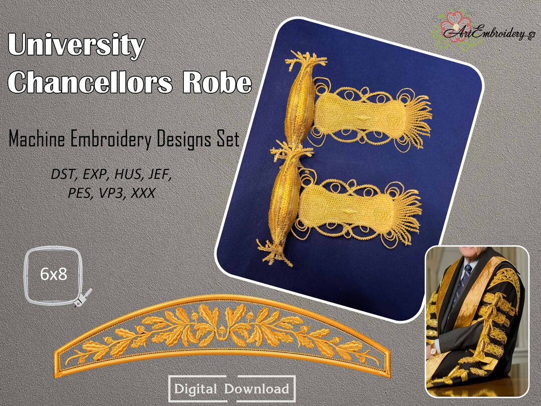 University Chancellor's Robe - Machine Embroidery 20 Century Costume ...