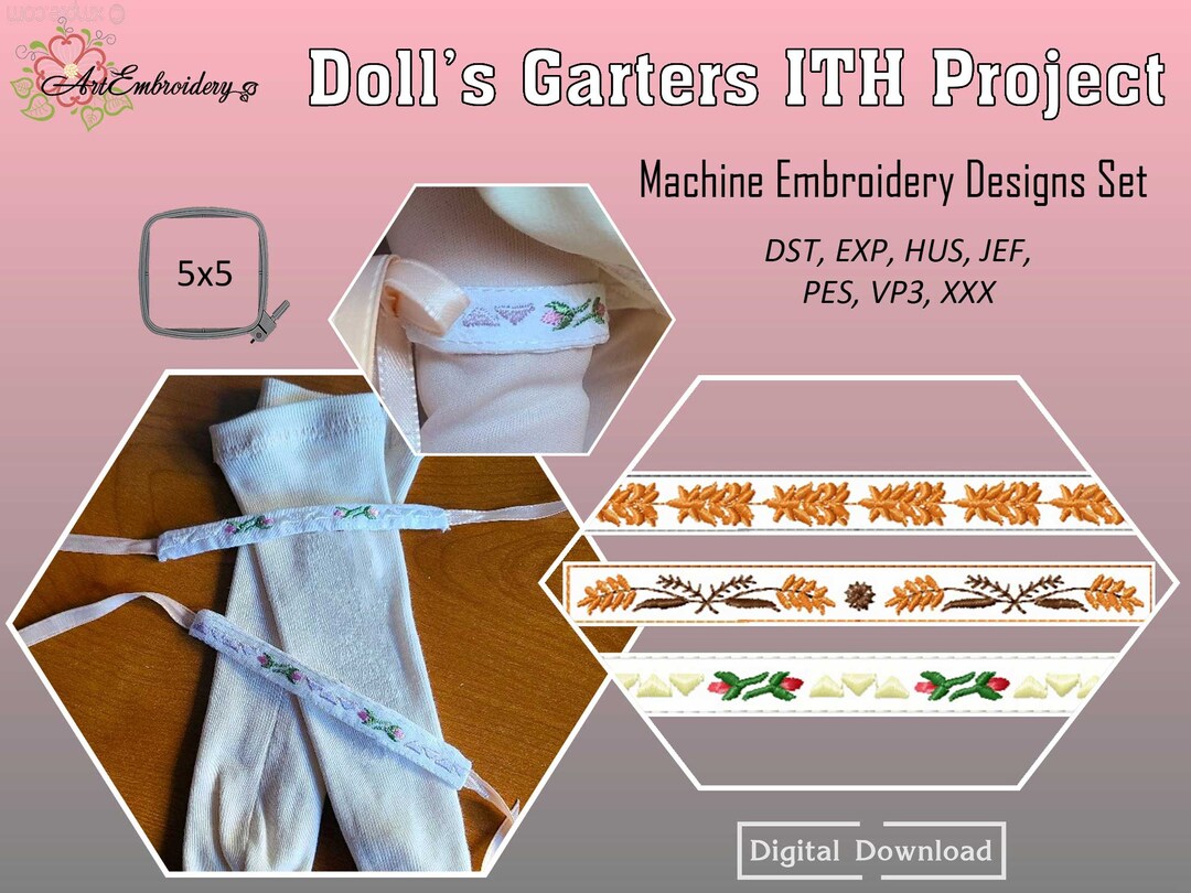 Doll Garters Machine Embroidery Designs: 18-inch Doll Accessories (5x5 ...