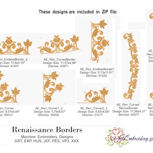 Renaissance Embroidery Designs: 16th Century Borders (8x12) (digital ...