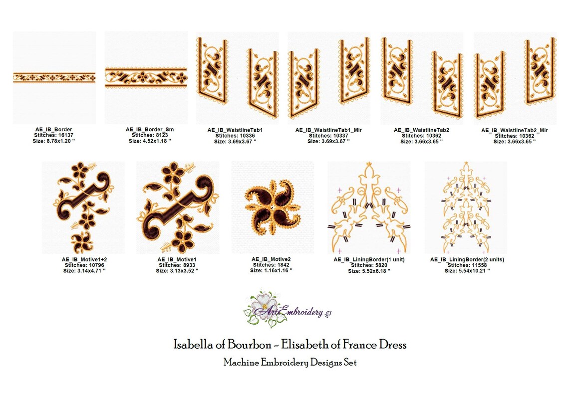 Isabella of Bourbon / Élisabeth of France Dress Embroidery - Etsy