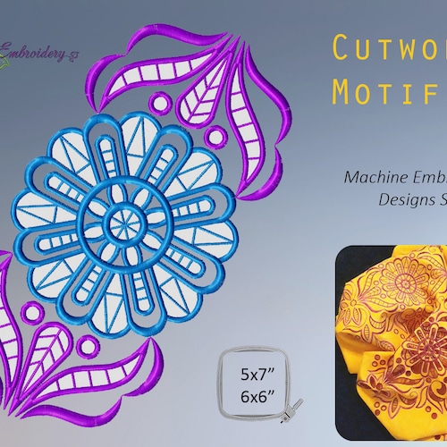 Cutwork Motif 4 Cutwork Machine Embroidery Designs Set for - Etsy