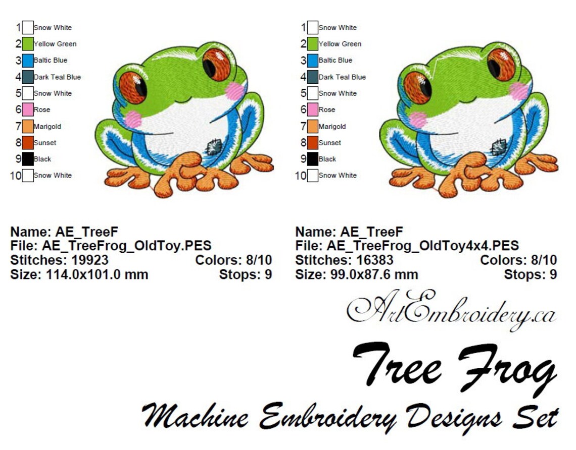 Tree Frog Machine Embroidery Designs Set for a Babies and - Etsy